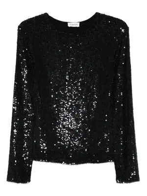 PAROSH Sequined Long Sleeve Top