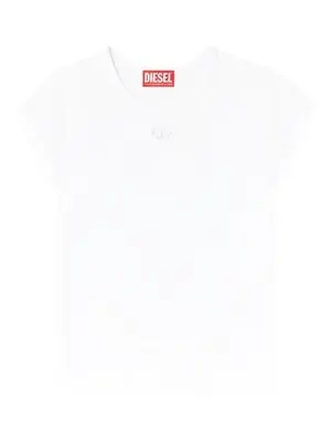 DIESEL® Logo Embroidered Cotton T-shirt - White