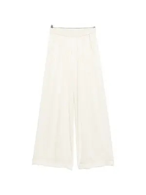 FORTE_FORTE Silk Satin Pleated Trousers - White