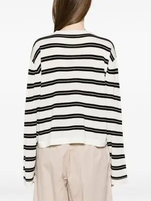 Soft Goat Cashmere And Silk Blend Striped Sweater - Black