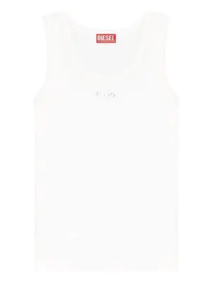 DIESEL® Ribbed Logo Cotton Tank Top - White
