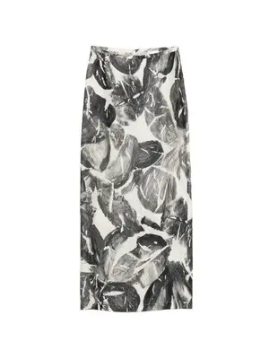 ALYSI Silk Printed Maxi Skirt - Black