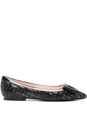 ROGER VIVIER Gommettine Sequined Tweed Ballerinas - Black