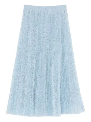 Ermanno Scervino Embroidered Pleated Lace Skirt