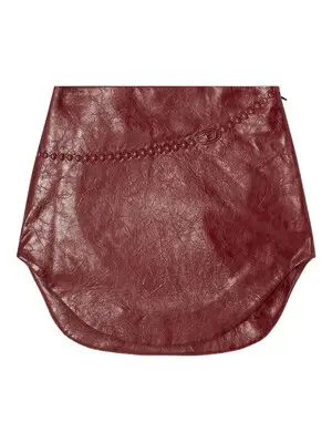 DIESEL® Faux Leather Mini Skirt With Textured Finish And High-low Hem
