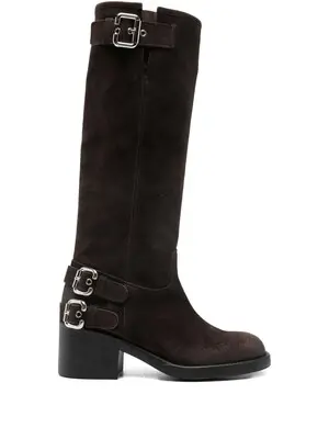 Chloé Dakota Buckled Block Heel Boots - Brown