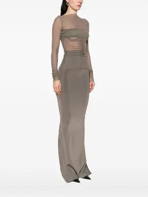 Rick Owens Sheer Ruched Long Sleeve Top