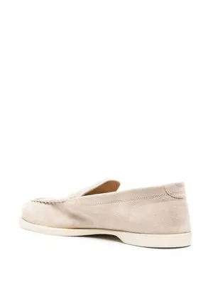 John Lobb Pace Suede Leather Loafers - Beige