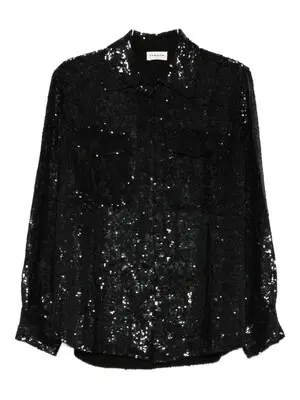 PAROSH Sequined Shirt With Long Sleeves And Pocket Details