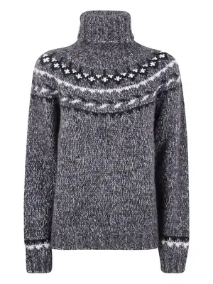 PAROSH Wool Fair Isle Turtleneck Jumper
