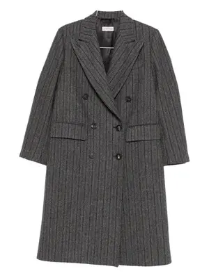 Alberto Biani Double-breasted Striped Wool Coat