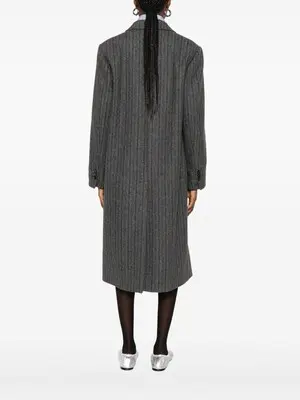 Alberto Biani Double-breasted Striped Wool Coat