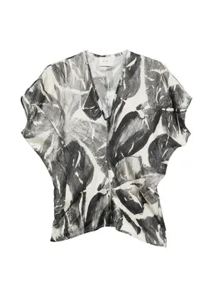 ALYSI Printed V-neck Silk Shirt