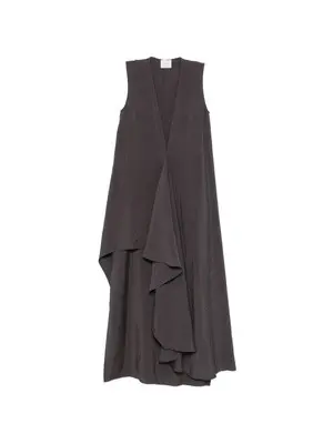 ALYSI Long V-neck Ruffled Dress