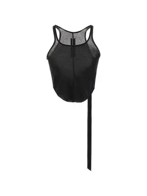 Rick Owens Cropped Sleeveless Top With Square Neck And Strap Detailing - Grey