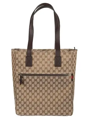 Gucci Gg Supreme Canvas Tote Bag With Leather Trim - Brown