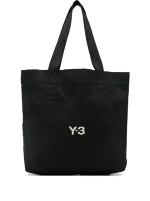 Y3 Logo Detail Canvas Tote Bag - Black