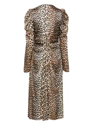 GANNI Leopard Print Midi Dress