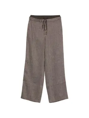 ALYSI Striped Wide Leg Trousers - Brown