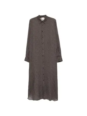ALYSI Printed Long Sleeve Shirt Dress