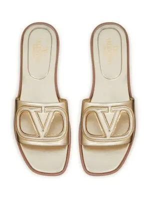 Valentino Garavani Vlogo Signature Cut-out Flat Sandals - Silver