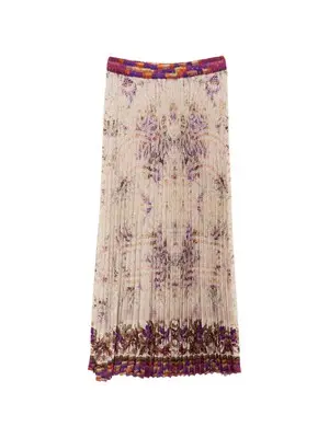 PIERRE-LOUIS MASCIA Printed Silk Pleated Midi Skirt