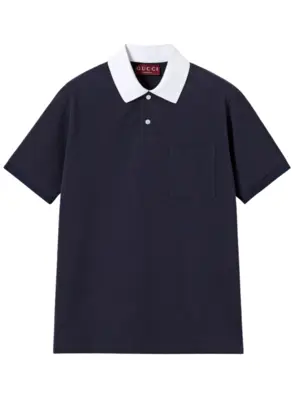 Gucci Stretch Cotton Pique Polo Shirt - Blue