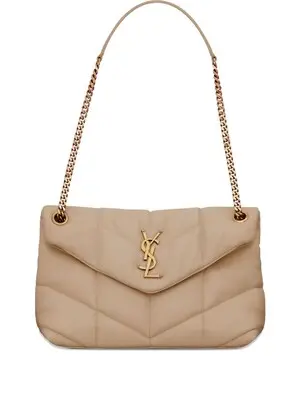 Saint Laurent Puffer Small Leather Shoulder Bag - Grey