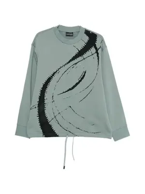 Emporio Armani Abstract Print Cotton Crewneck Sweatshirt - Sky Blue