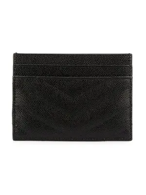 Saint Laurent Cassandre Leather Card Case - Black