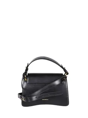 COCCINELLE C-me Calf & Marb Small Bag With Top Handle And Logo Appliqu - Black