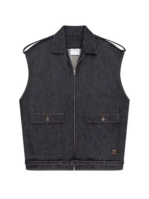 COURREGES Denim Sleeveless Bomber Jacket