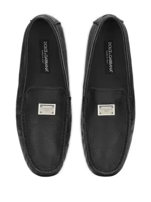 Dolce & Gabbana Leather Loafer With Logo Plaque