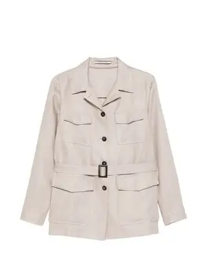 Tagliatore Belted Linen Jacket - Beige