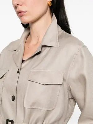 Tagliatore Belted Linen Jacket - Beige