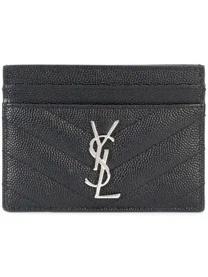 Saint Laurent Cassandre Leather Card Case - Black