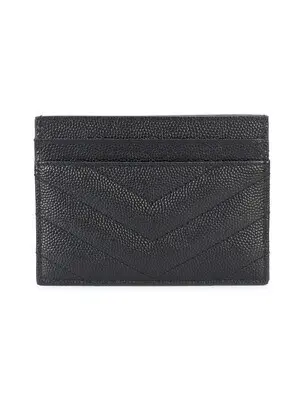 Saint Laurent Cassandre Leather Card Case - Black