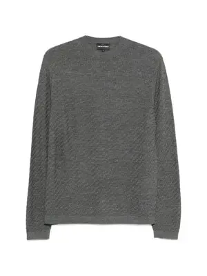 Emporio Armani Wool Textured Crewneck Sweater