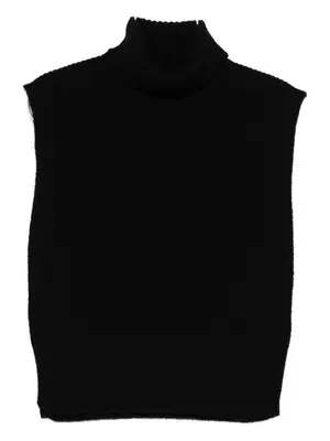 DAVANTINO Sleeveless Ribbed Wool Turtleneck Sweater