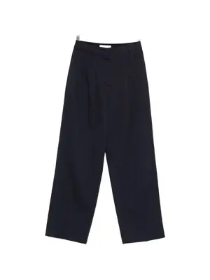 DUNST Pleated Cotton Blend Chino Trousers - Blue