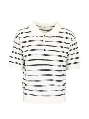 DUNST Cotton Blend Striped Polo Shirt