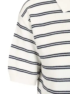 DUNST Cotton Blend Striped Polo Shirt