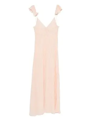 FORTE_FORTE V-neck Maxi Dress With Ruffled Sleeves - Pink