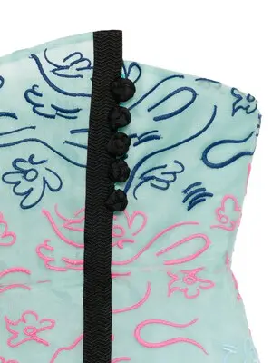 Emporio Armani Embroidered Strapless Top - Sky Blue