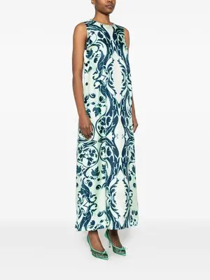F.R.S FOR RESTLESS SLEEPERS Sleeveless Printed Silk Maxi Dress - Blue