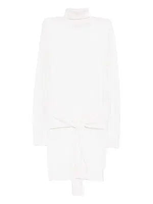 TOTEME Wool And Silk Blend Turtleneck Sweater With Tie Detail - White