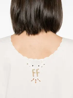 FORTE_FORTE Embroidered Cotton Top - White