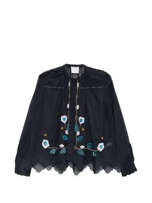 FORTE_FORTE Embroidered Cotton Shirt - Blue