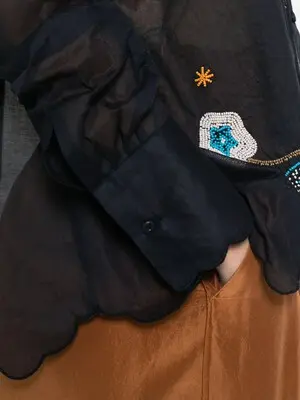 FORTE_FORTE Embroidered Cotton Shirt - Blue