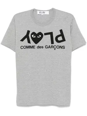Play Comme Des Garcon Cotton T-shirt With Logo Print - Grey